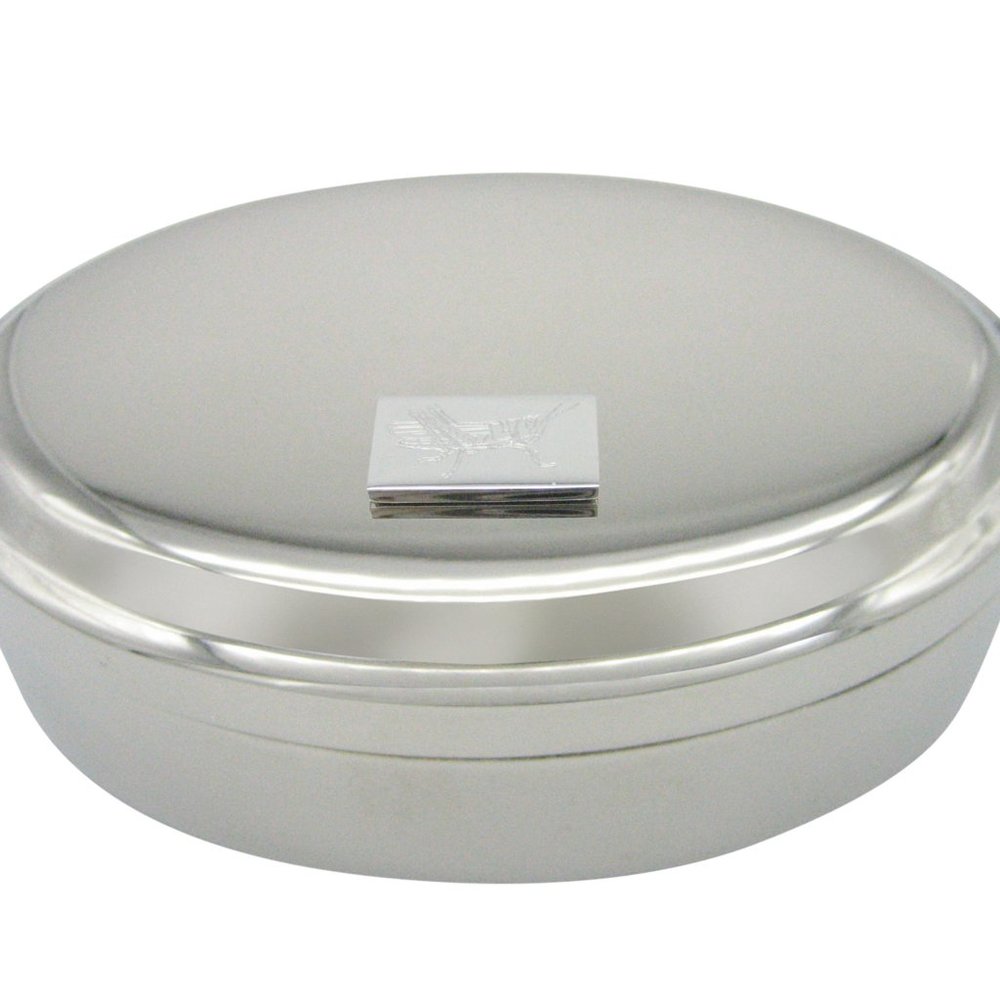 Etched Grasshopper Locust Insect Jewelry Box - Gem